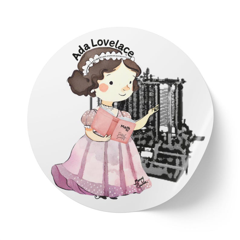 Woman in Science, Ada Lovelace, Mathematician, Round Sticker Label ...