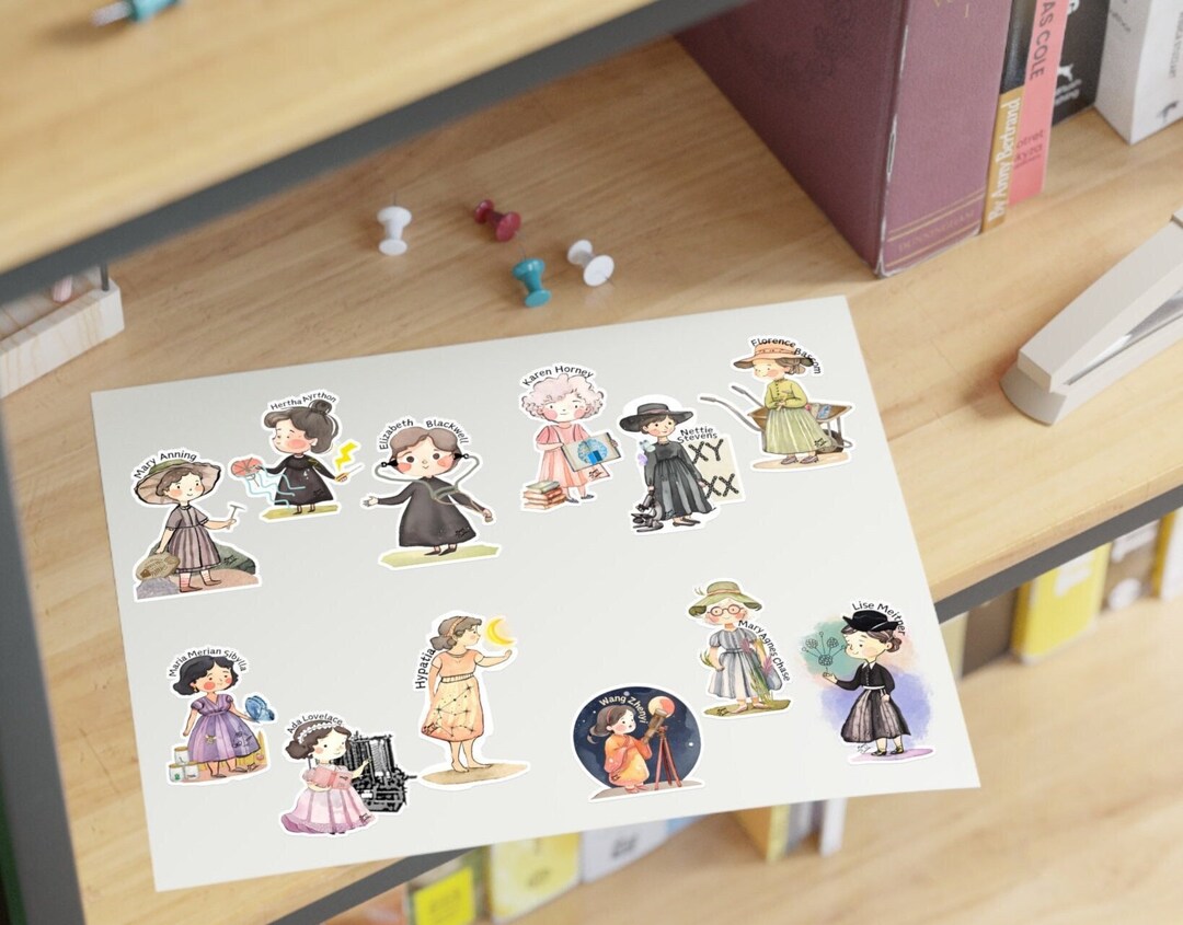 Stickers of Famous Women Scientists, Cute Cartoon for Teacher's Gift ...
