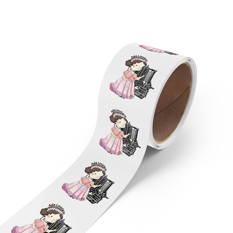 Woman in Science, Ada Lovelace, Mathematician, Round Sticker Label ...