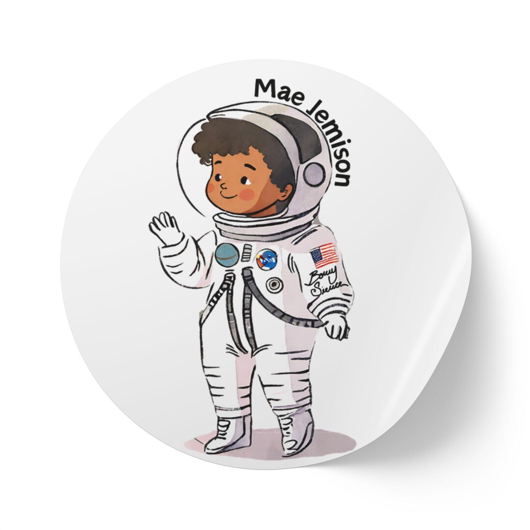 Woman in Science, Mae Jemison, Round Sticker Label Rolls - Etsy