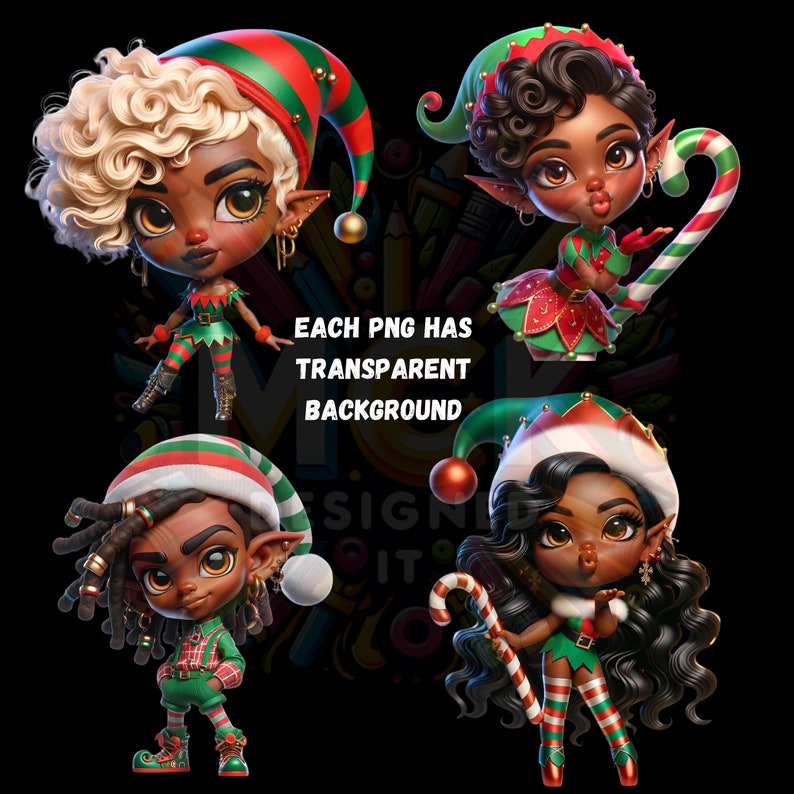 Chibi 3D Christmas Elves, Digital Clipart 20 Pngs, Chibi 3D Christmas ...