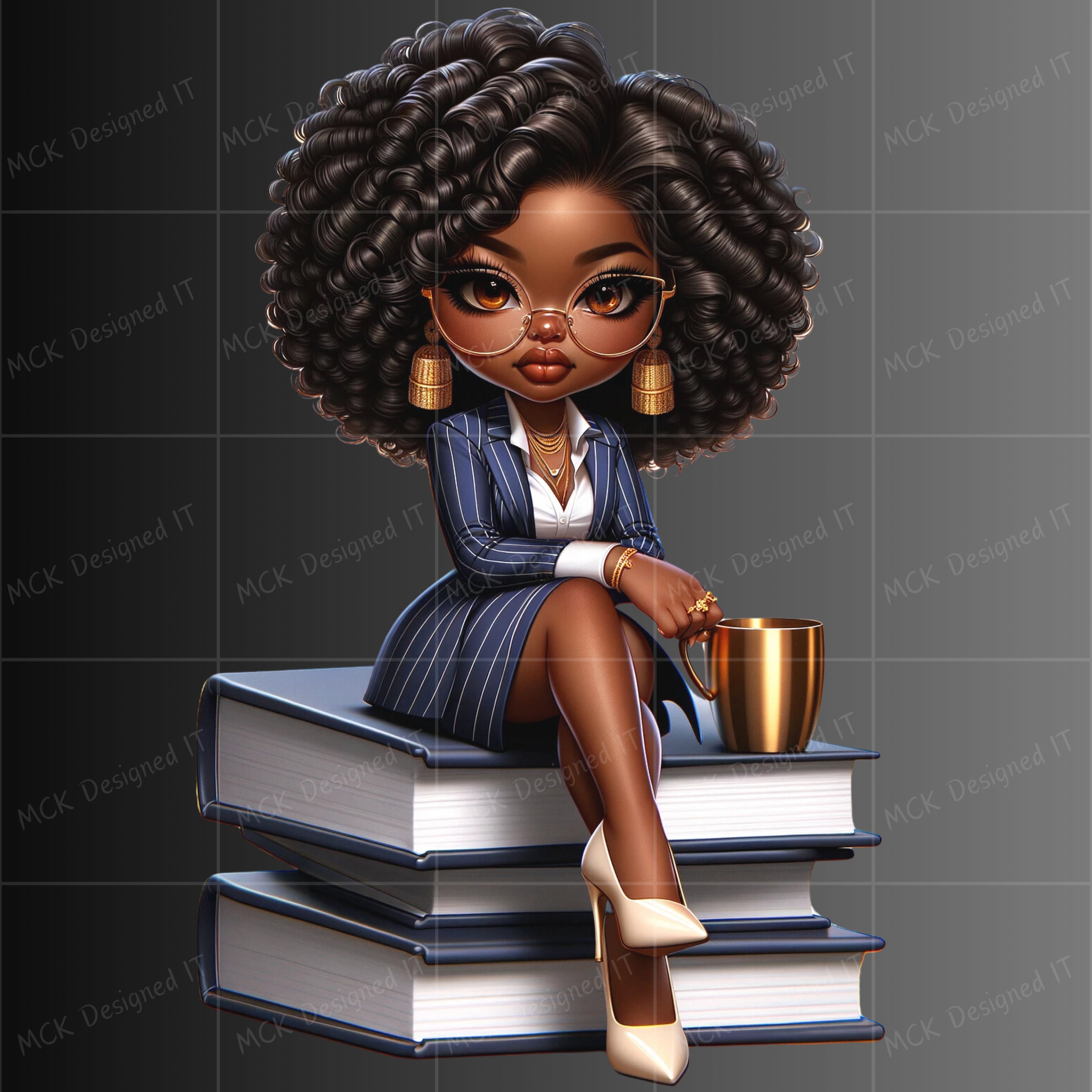 Chibi Fashion Girl Clipart, Black Lady Boss Clipart, Business Woman ...