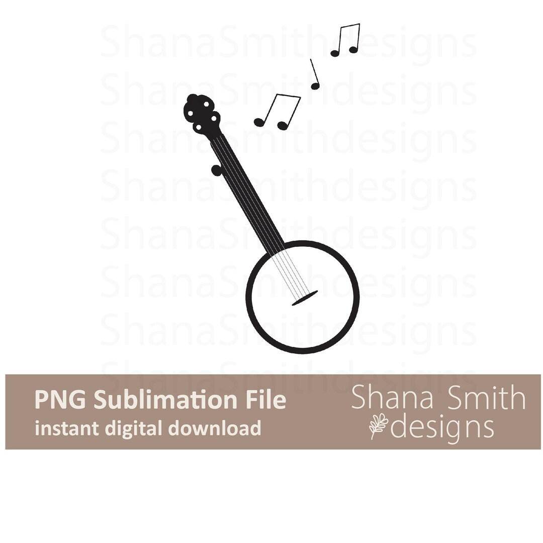 Black and White Banjo Png,music Notes,banjo Png,banjo Clipart,bluegrass ...