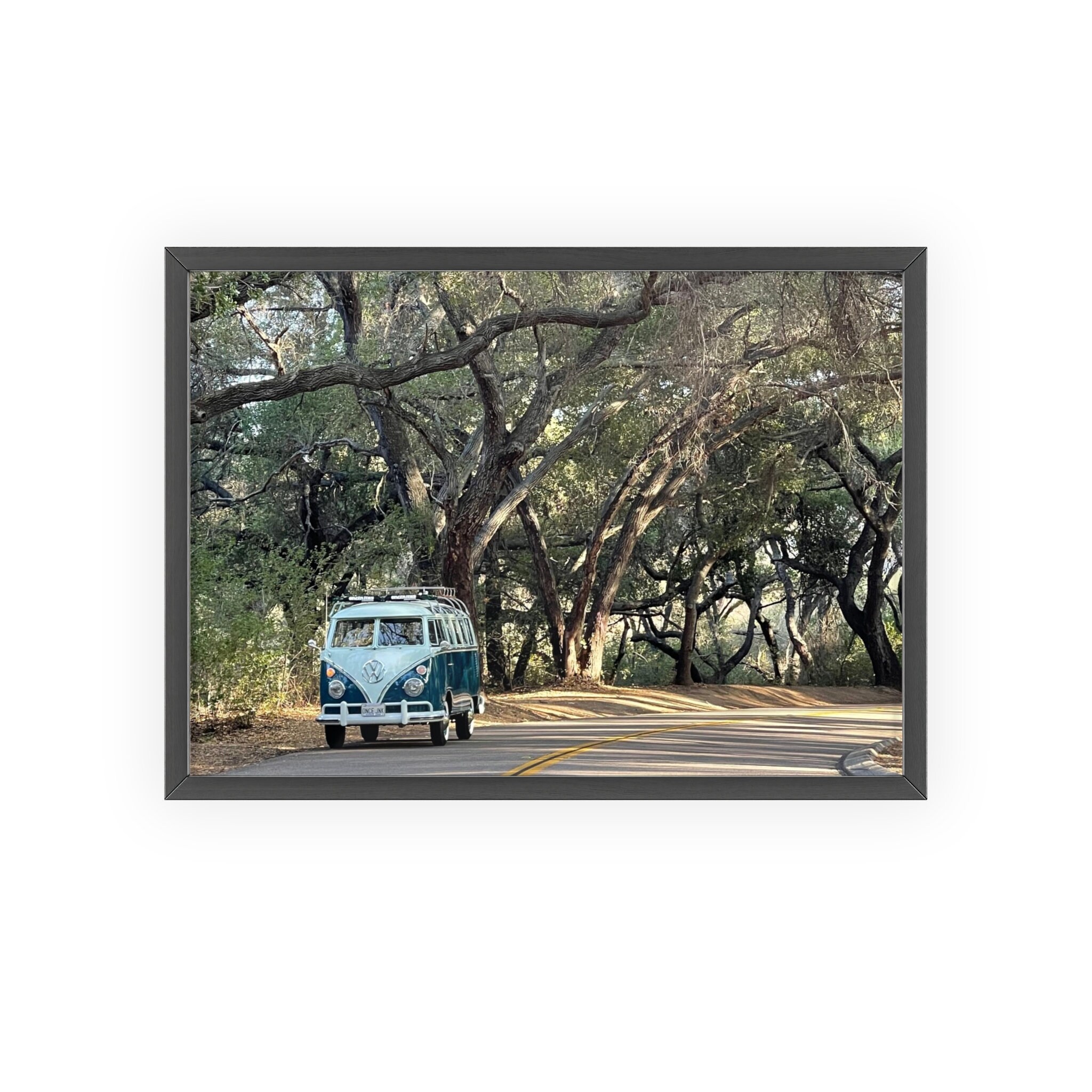VW Samba Driving Thru Oak Trees Poster With Wooden Frame - Etsy