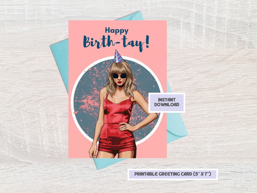 Swiftie Printable Birthday Card, Birthday Gift for Swifties light Pink ...