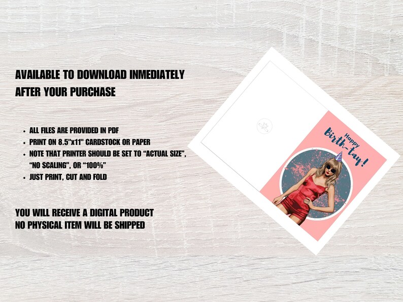 Swiftie Printable Birthday Card, Birthday Gift for Swifties light Pink ...