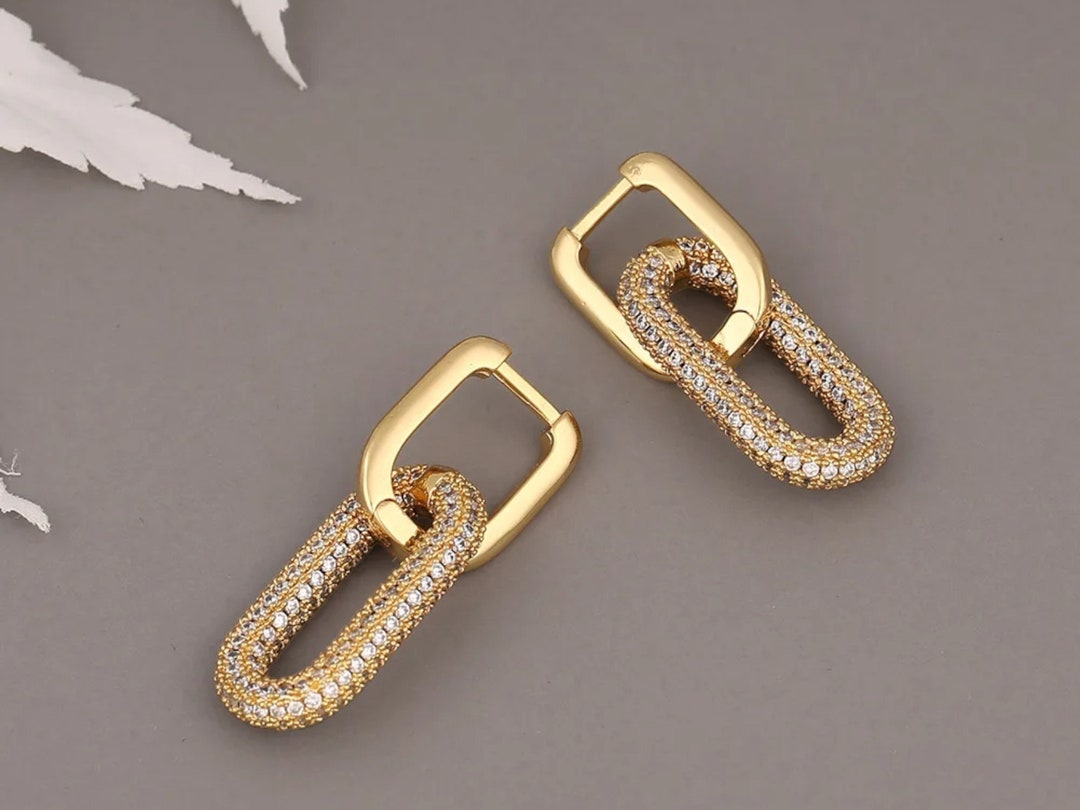 Stainless Steel Gold Plated U Shape Ear Buckle Hoop Earrings - Etsy