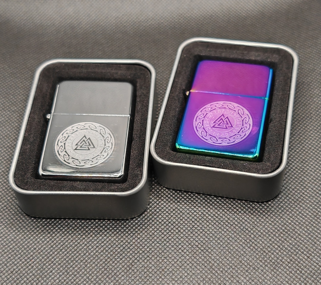 Viking Valknut Symbol of Odin Custom Engraved Fuel Lighter in A Metal ...