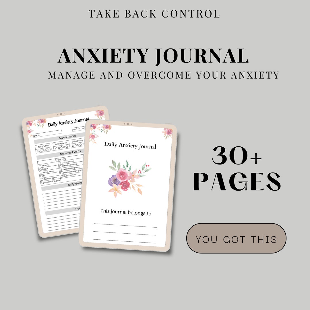 Daily Anxiety Journal, Anxiety Worksheet, Anxiety Workbook, Printable ...