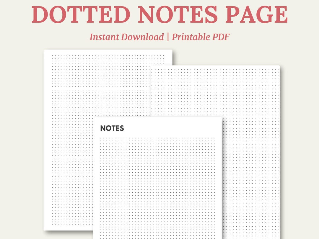 Minimalist Printable Dotted Note Pages Simple Stationery Inserts Note ...