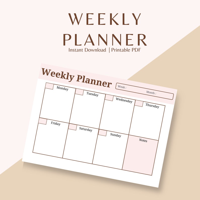 Landscape Weekly Planner 2024 Undated Printable Instant Download Weekly ...