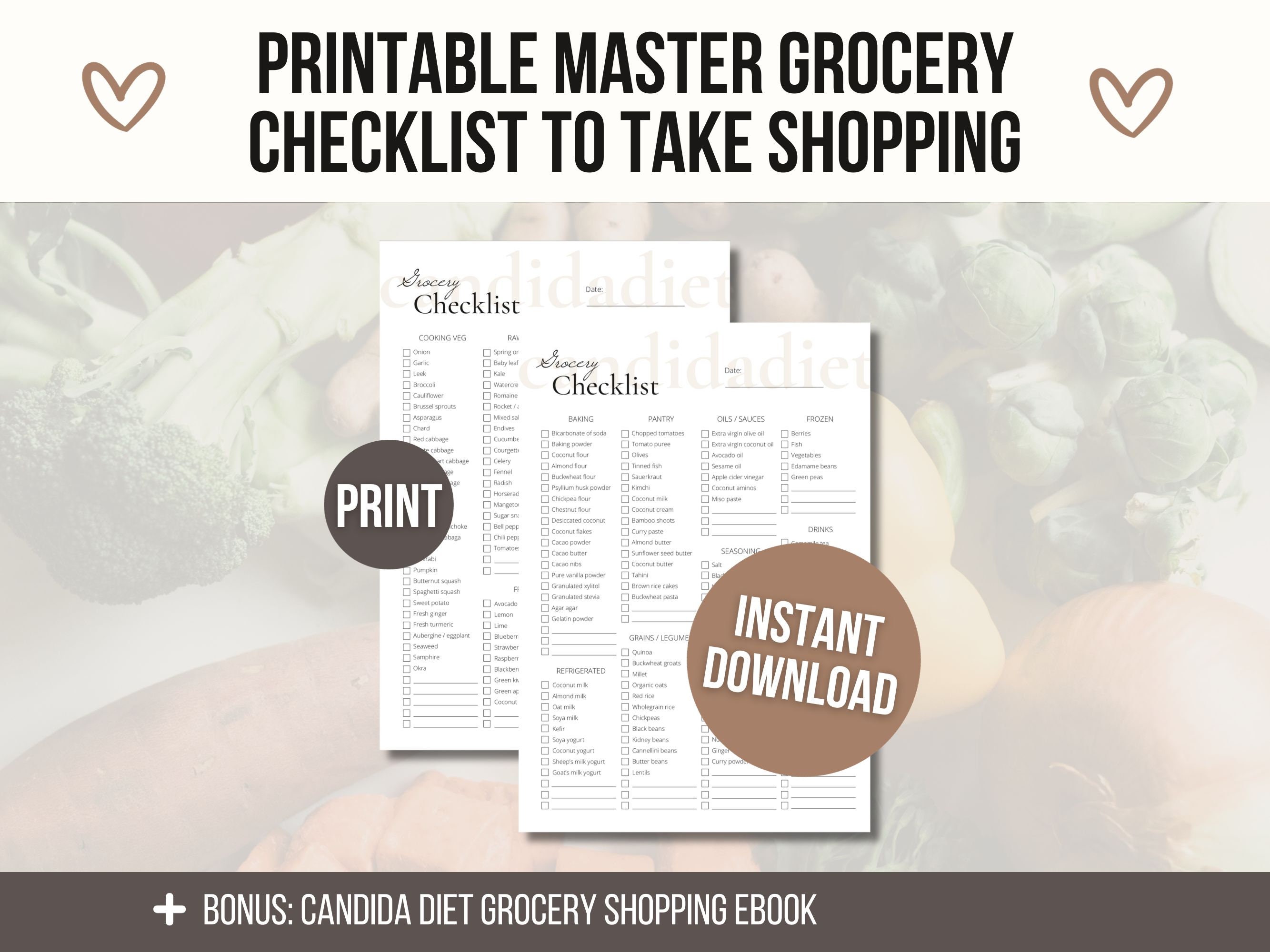Candida Diet Grocery Shopping List Healthy Groceries Checklist