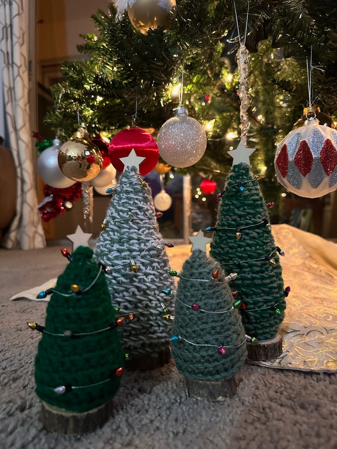 Holiday Crochet Christmas Tree Handmade With Lights and Star - Etsy