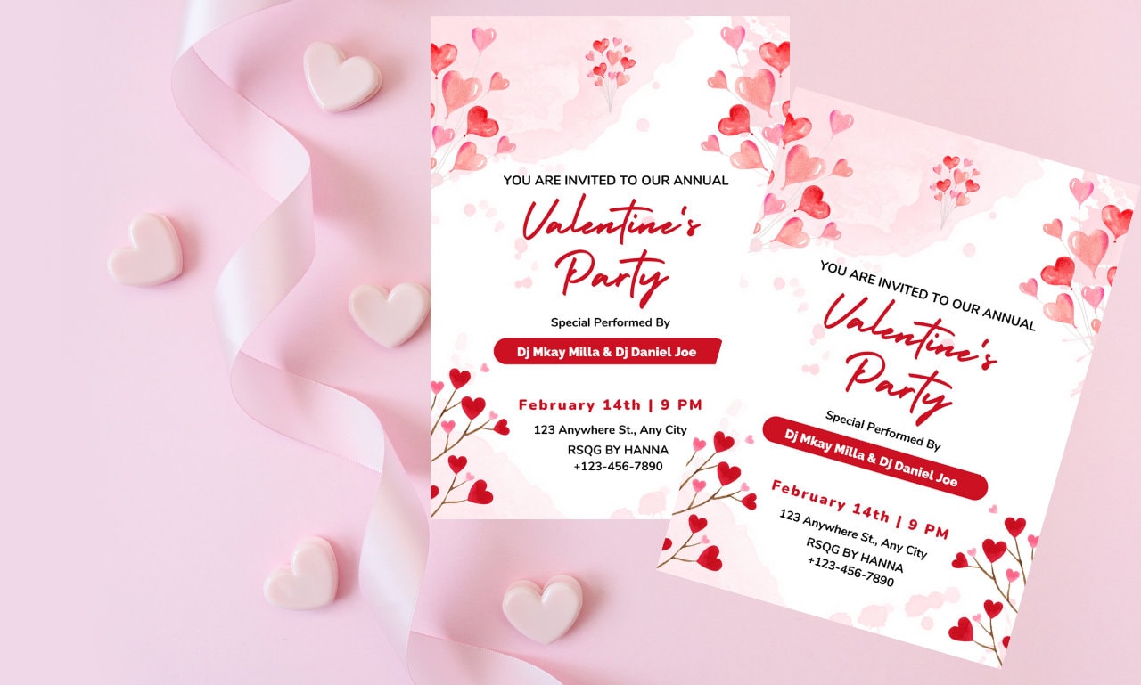 Editable Valentine Day Party Invitation Template, Valentine's Day ...