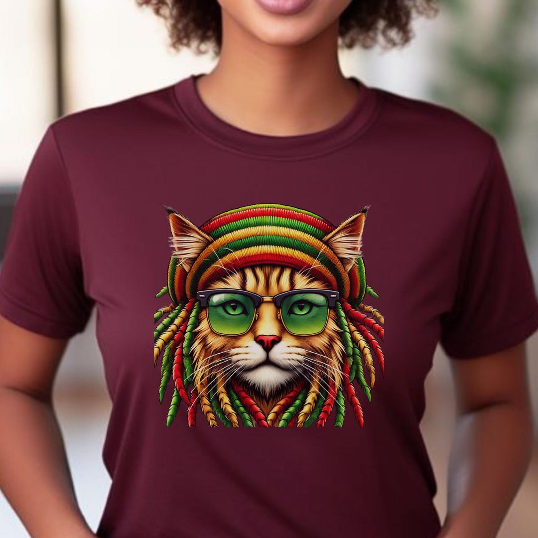 Rastafarian Cat ,cat Lovers Gifts, Shirt, Edgy Cat Design, Cat Day ...