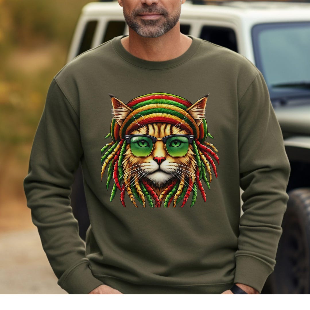 Rastafarian Cat, Cat Lovers Gifts, Edgy Cat Design, Cat Day, Kitten ...