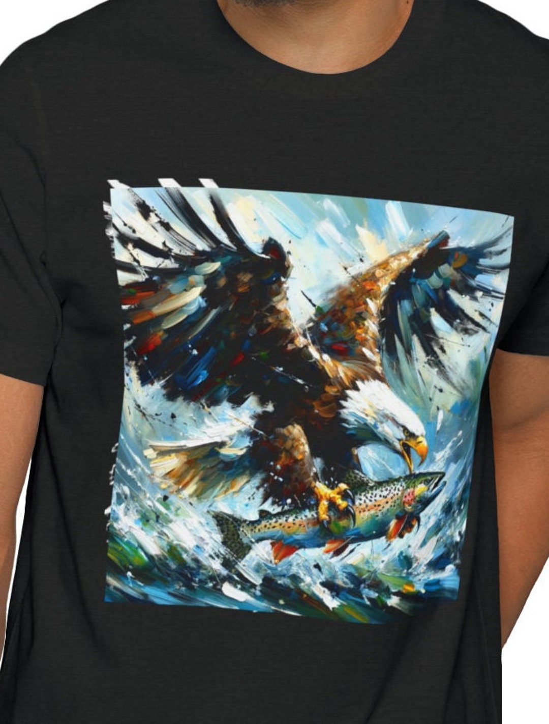 Bald Eagle & Trout T-shirt Majestic Eagle Fishing Art Tee Wildlife ...