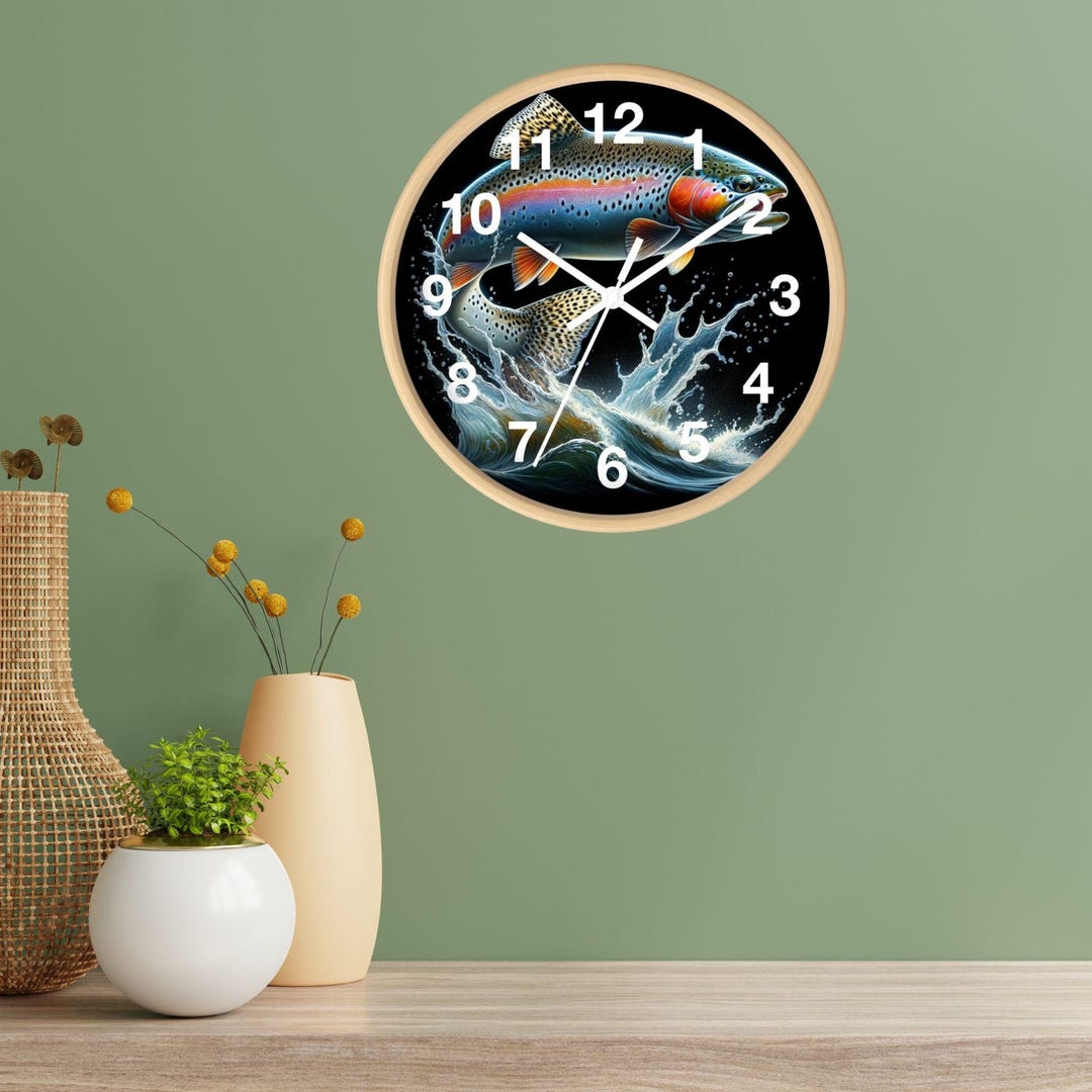 Rainbow Trout Wall Clock: Fishing Gift for Nature Lover - Etsy