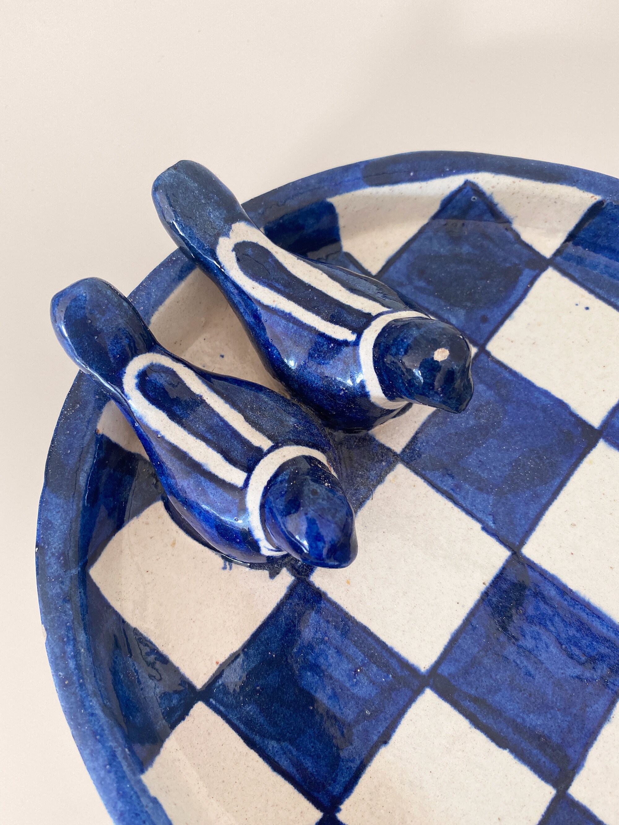 Hand Painted Ceramic Checkered Tray - Etsy