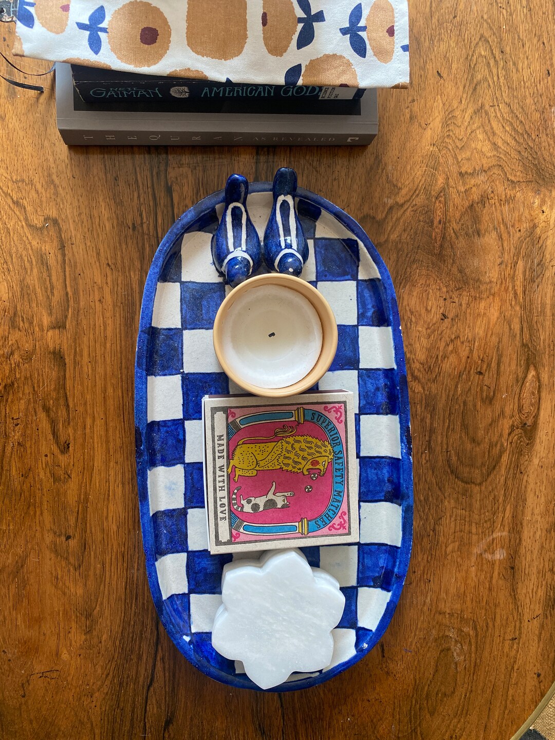 Hand Painted Ceramic Checkered Tray - Etsy