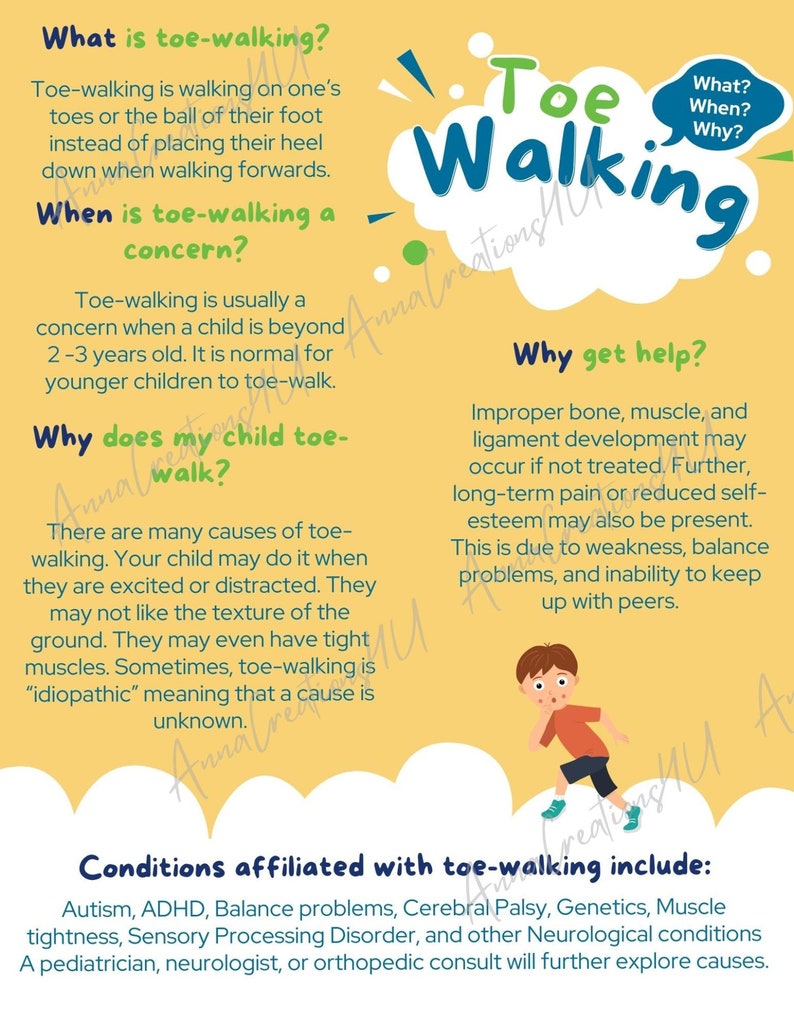 Toe Walking Educational Handout for Parents, Teachers, Schools ...