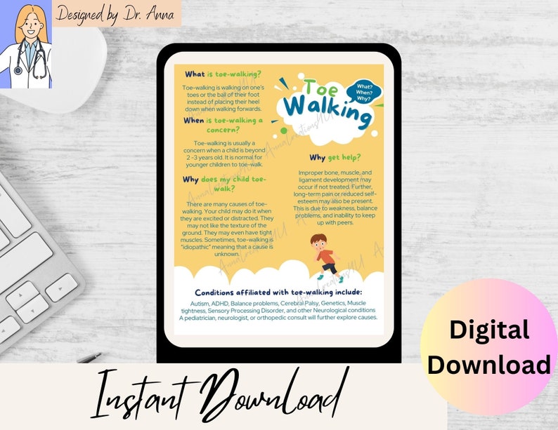 Toe Walking Educational Handout for Parents, Teachers, Schools ...