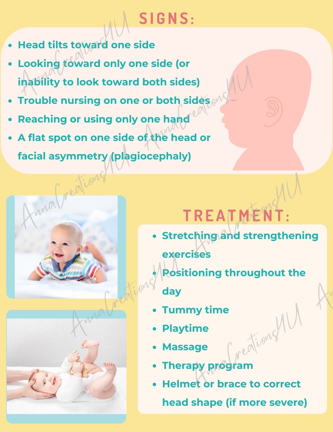 Torticollis Handout for Parents, Caregivers, Medical Professionals, Day ...