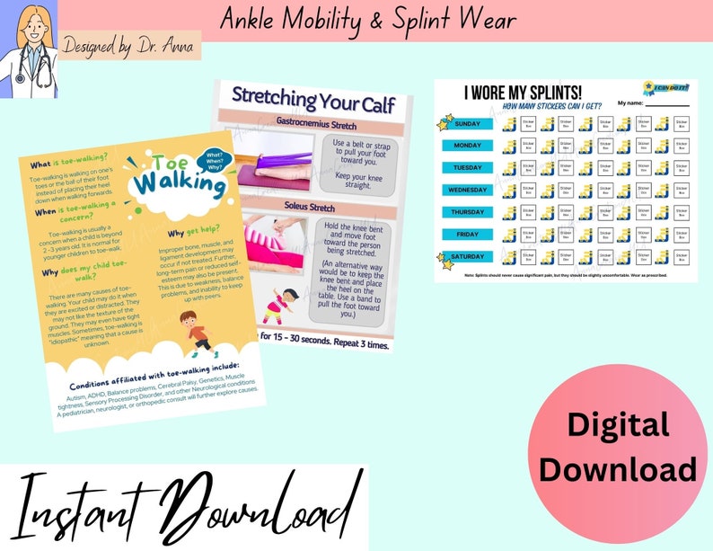 Toe Walking Packet, Brace Foot Wear, Calf Stretching, Information ...
