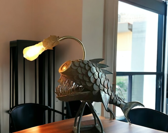 Angler Fish Wall Sconce: Handcrafted Metal Electric Lamp in the Form of ...