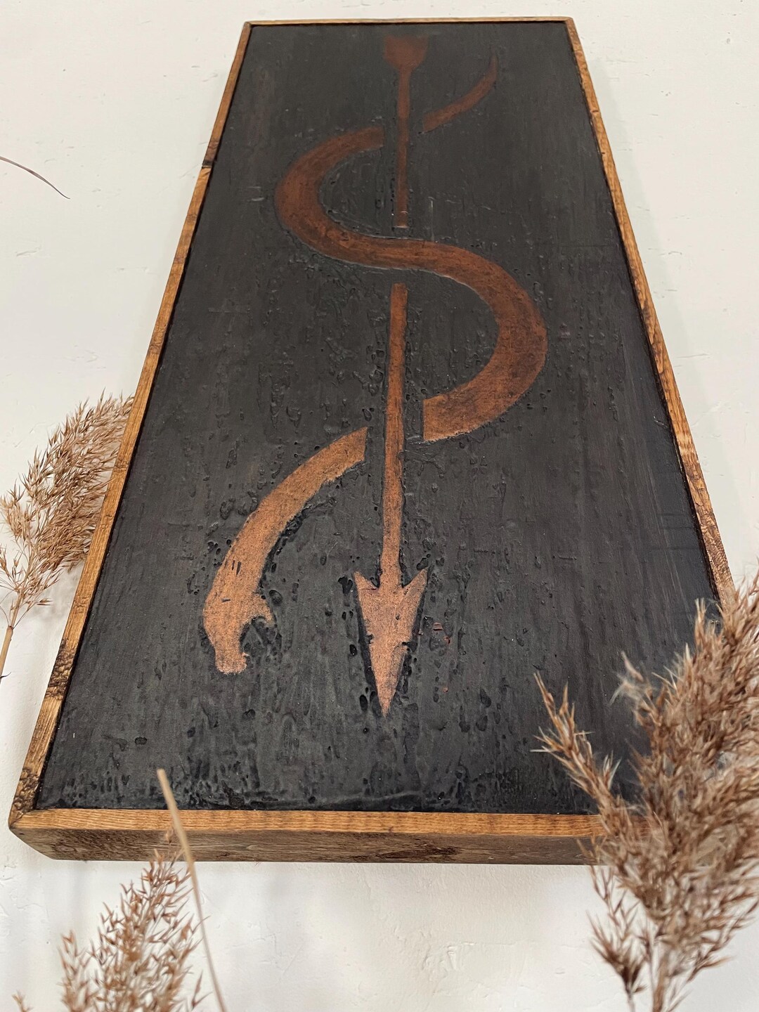 Textured Wall Art|wood Plaster Snake Art|arrow Art|home Decor|textured ...