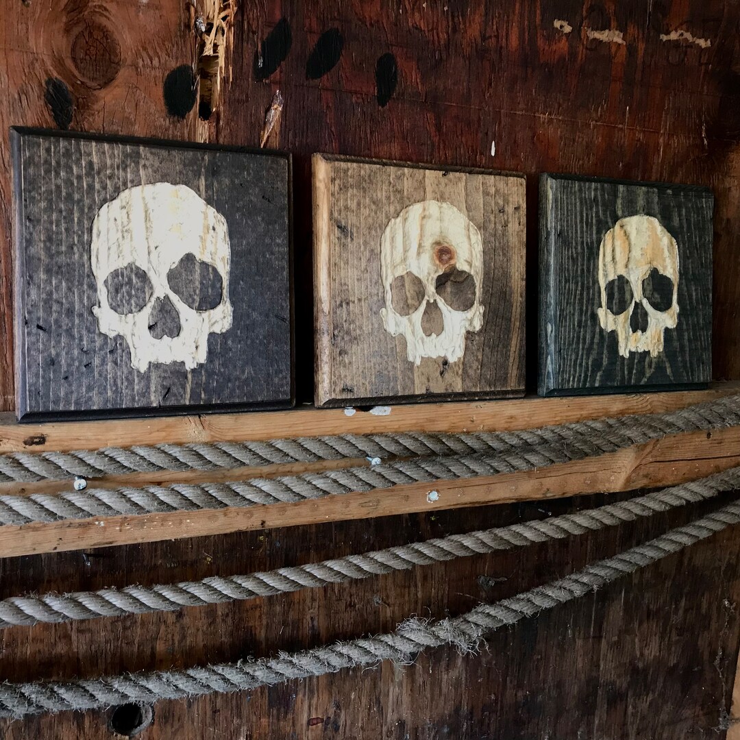 Carved Wood Skull Wall Art | Reclaimed Pine, Memento Mori Decor - Etsy