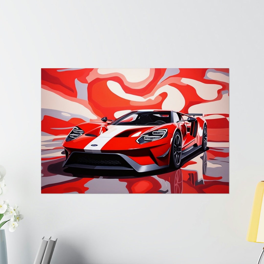 Ford GT Poster, Wall Art, Home Decorations, Wall Poster, Cool Art, Car ...