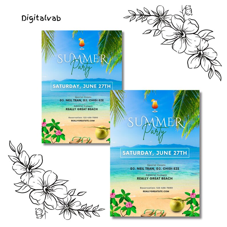 Summer Party Flyer , DIY Flyer Template Design, Pool Party Invition ...