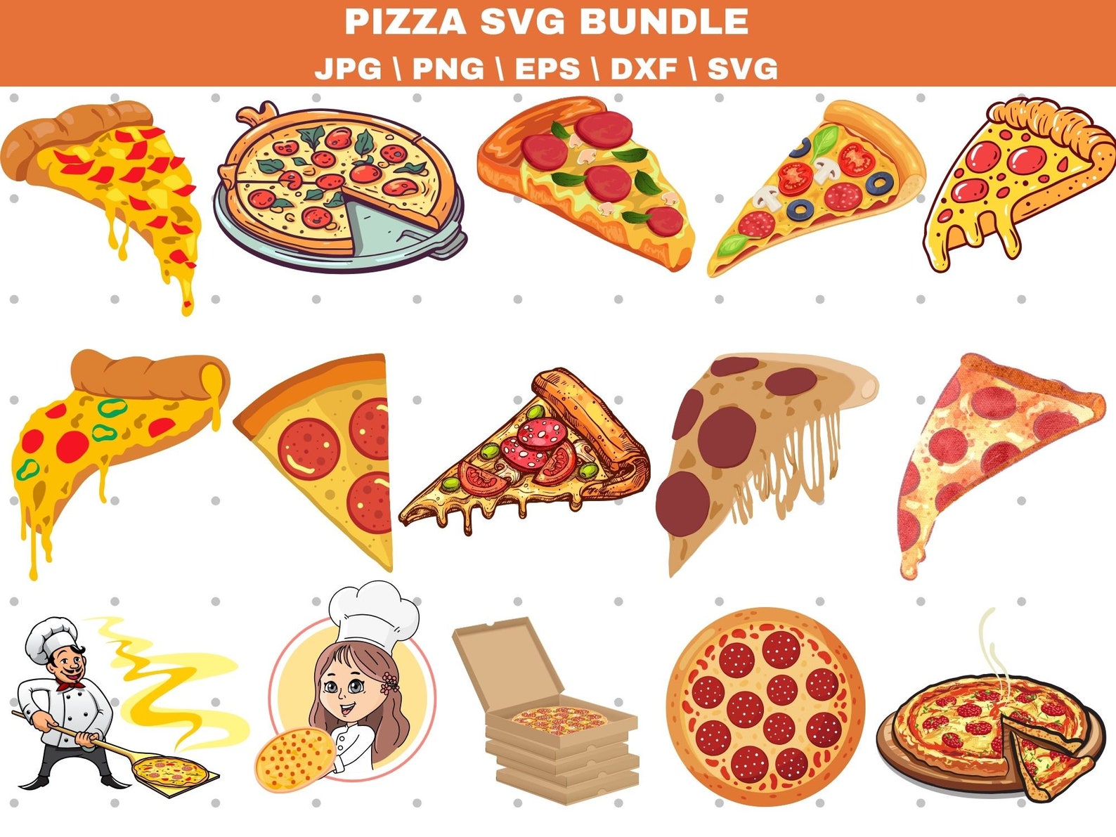 Pizza Bundle - SVG, PNG, JPG - Digital Cut File, Commercial Use ...