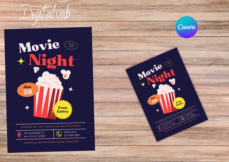 Movie Night Flyer: Editable Cinema Party Invitation (digital Download ...