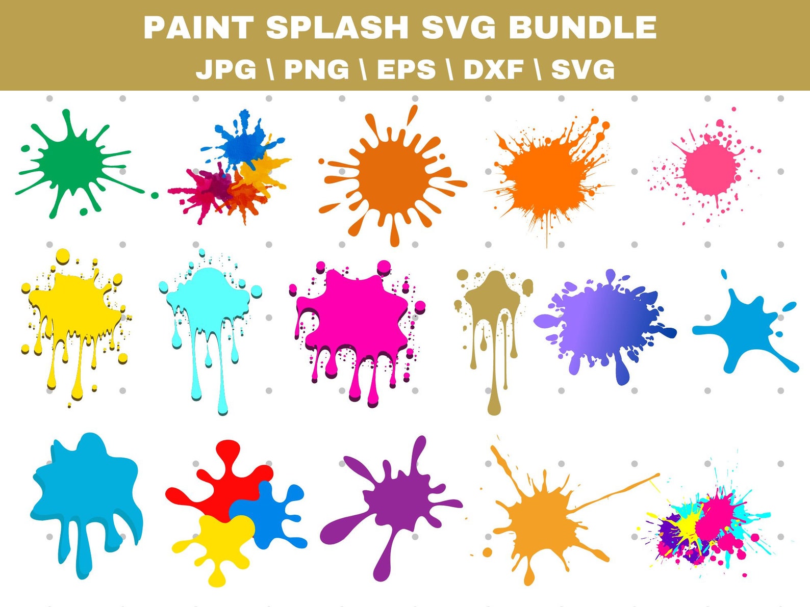 Paint Splatter SVG, Bundle, Paint Splats Svg, Paint Svg, Clipart ...