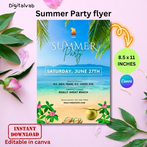 Summer Party Flyer , DIY Flyer Template Design, Pool Party Invition ...