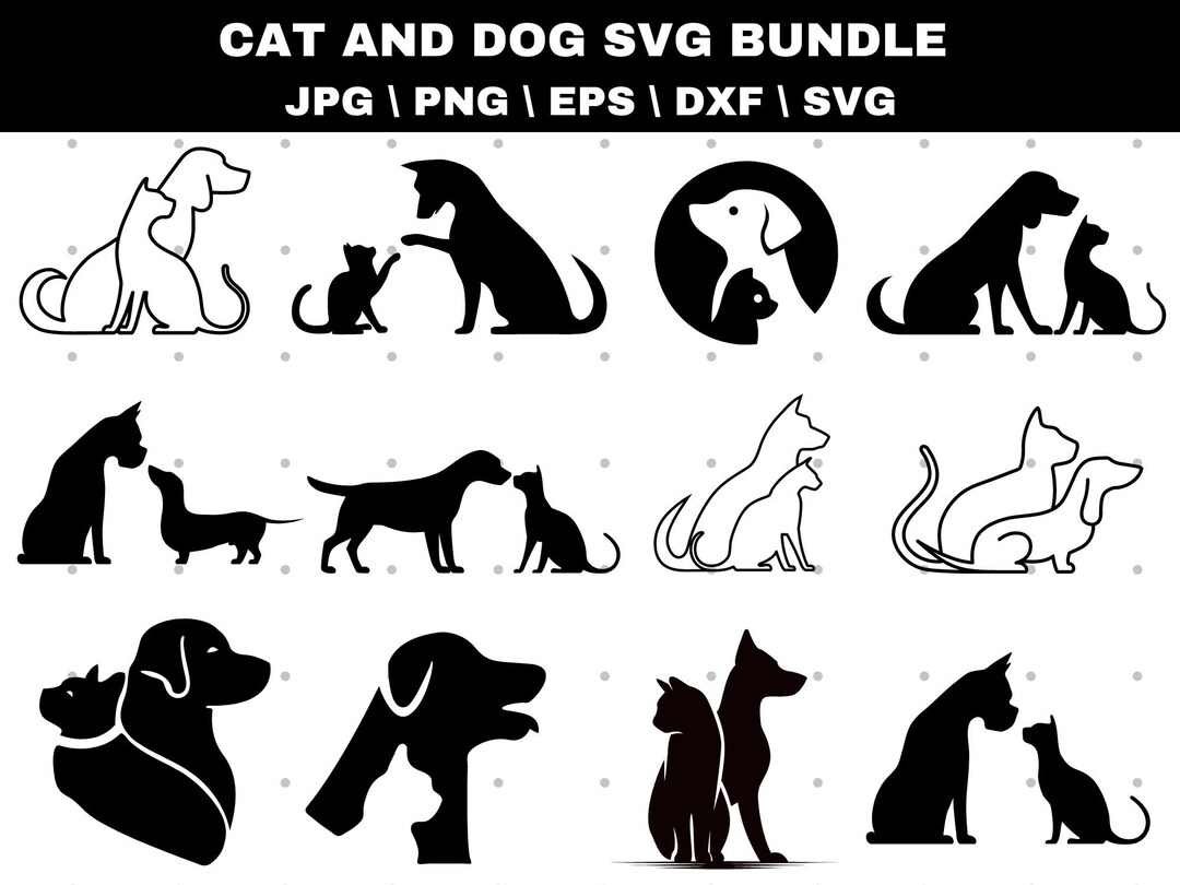 CAT and DOG SVG, Cat and Dog Clipart, Cat and Dog Svg Cut Files for ...