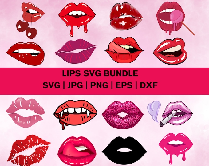 Lips SVG\ Kiss SVG\ Lips Print Svg\ Red Lips Svg\ Dripping Lips Svg ...