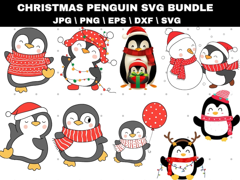 Christmas Penguin Clipart Bundle | Cute Penguin | Winter Clipart | Baby ...