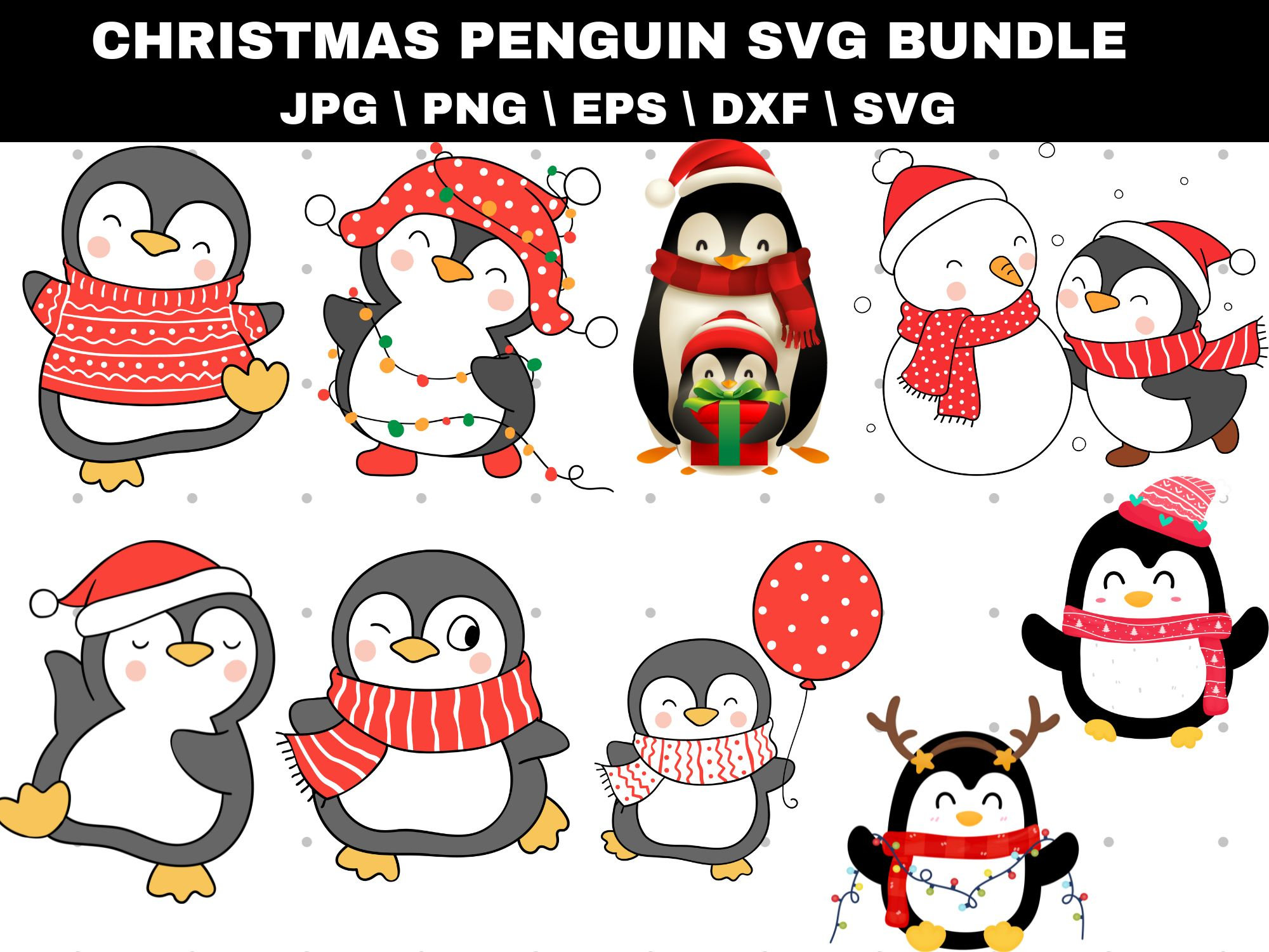 Christmas Penguin Clipart Bundle | Cute Penguin | Winter Clipart | Baby ...