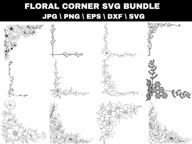 Floral Corner SVG Bundle: Wedding Border Decor (digital Download) - Etsy
