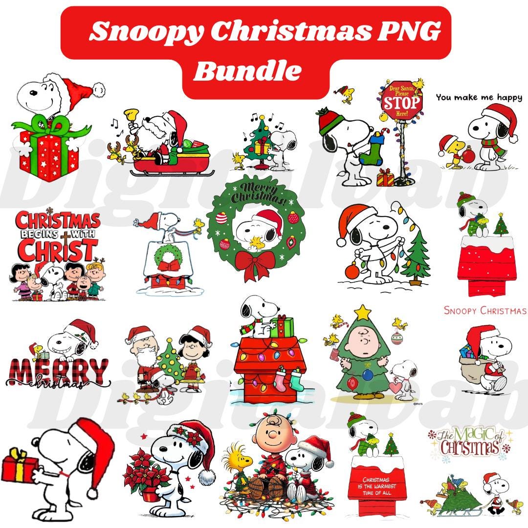 Christmas Snoopy PNG Bundle | Holiday Clipart Set (digital Download) - Etsy