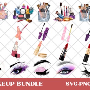Makeup SVG Bundle: Clipart for Eyelashes, Lips, Eyeshadow (digital ...