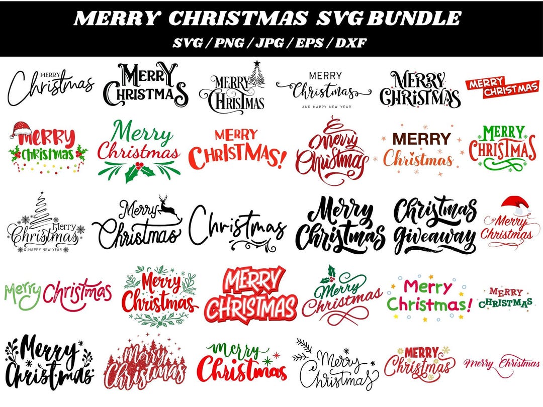 Merry Christmas Text SVG Bundle: Cricut Cut Files (digital Download) - Etsy