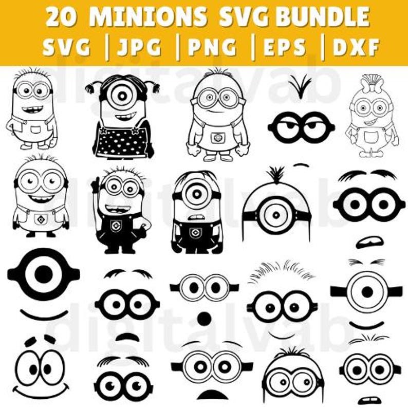 Minion Face SVG Bundle, Minions Face SVG, Minions Face Clipart, Minion ...