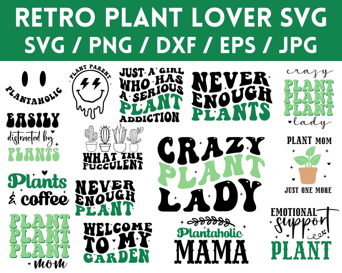 Retro Plant Lover Svg Bundle, Plants Svg Bundle, Plant Quotes Svg ...