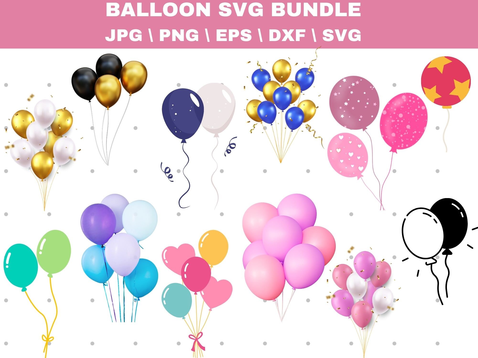 Birthday Balloons SVG Balloon SVG Air Balloon SVG Balloon Cut File ...