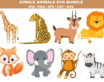 Safari Animals Outline SVG Cute African Jungle Animal Cut File Cricut ...