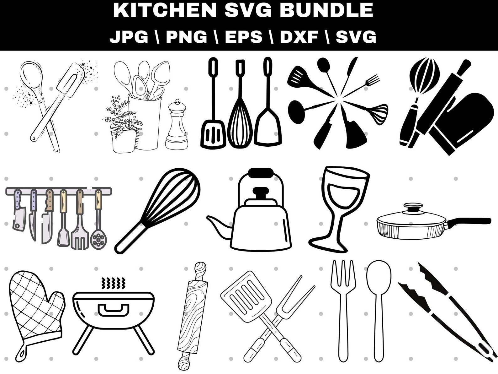 Kitchen Svg, Kitchen Svg Bundle, Kitchen Monogram Svg, Baking Svg ...